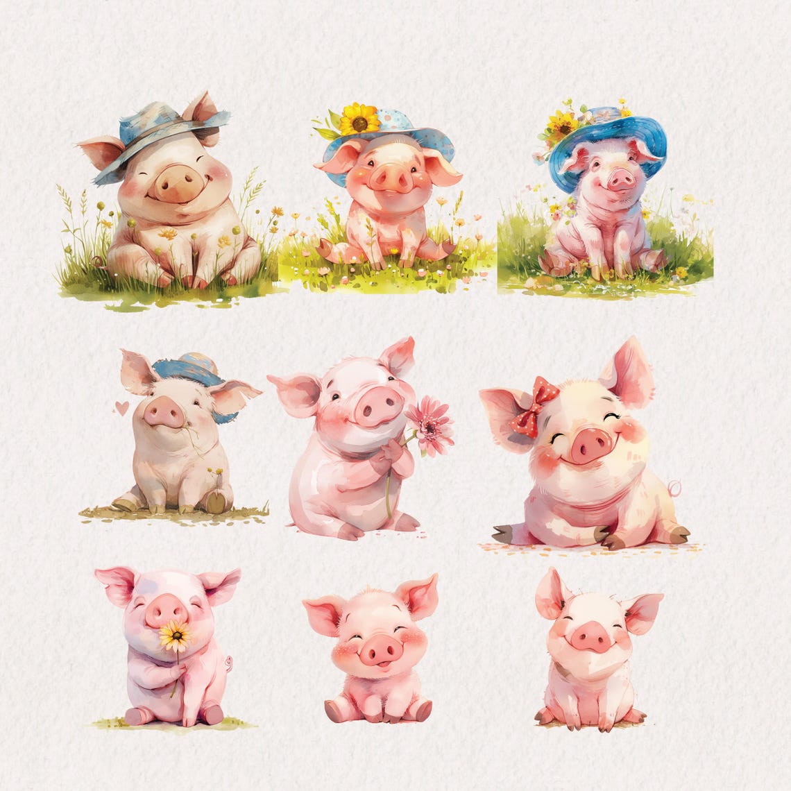 Watercolor Pig Clipart,baby Pig Clipart Watercolor PNG, Cute Farm ...