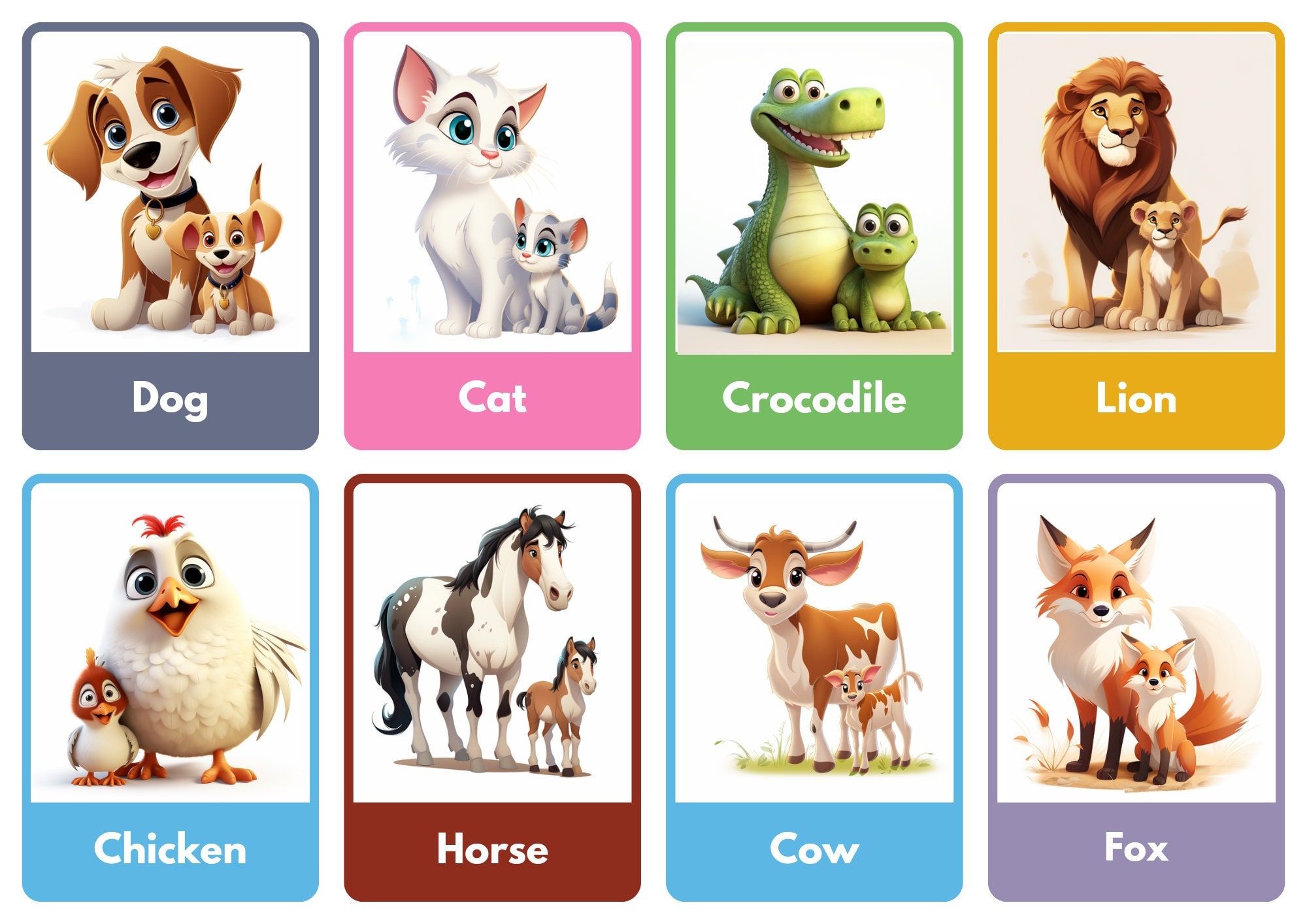 Match N' Learn Animal Flashcards + Free Gift - Etsy