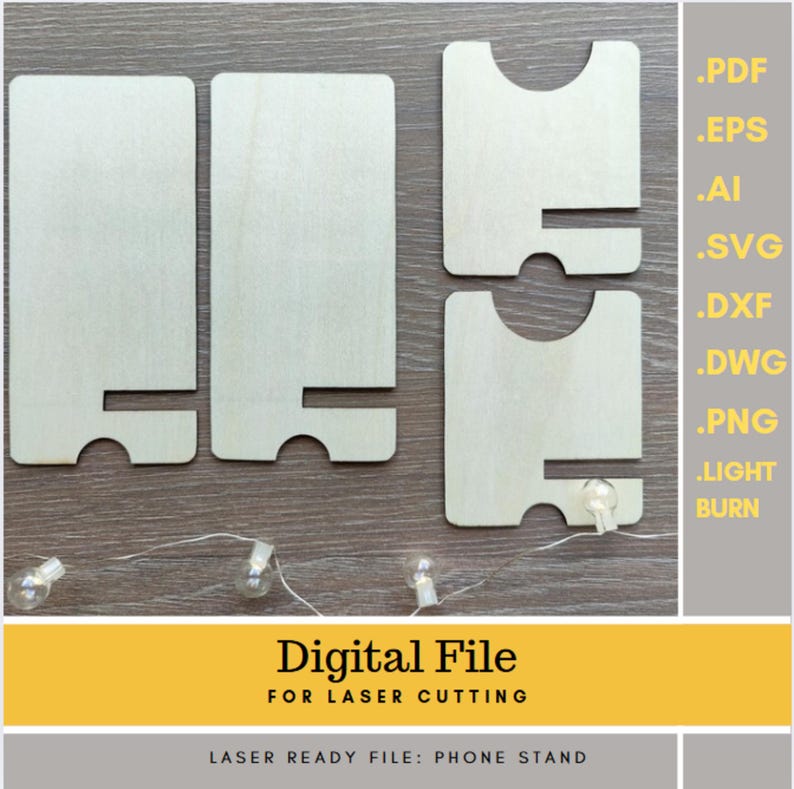 Phone Stand Laser Cut File SVG DXF – Wooden Cell Phone Holder Template ...