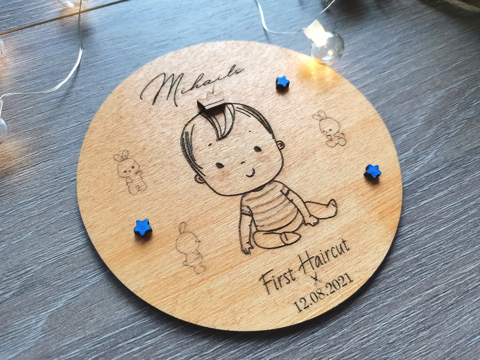 Baby's First Haircut Wooden Holder, My First Hair, Baby Boy Hair Holder ...
