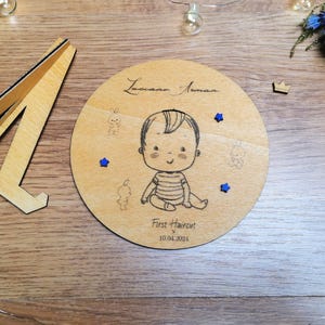 Baby's First Haircut Wooden Holder, My First Hair, Baby Boy Hair Holder ...