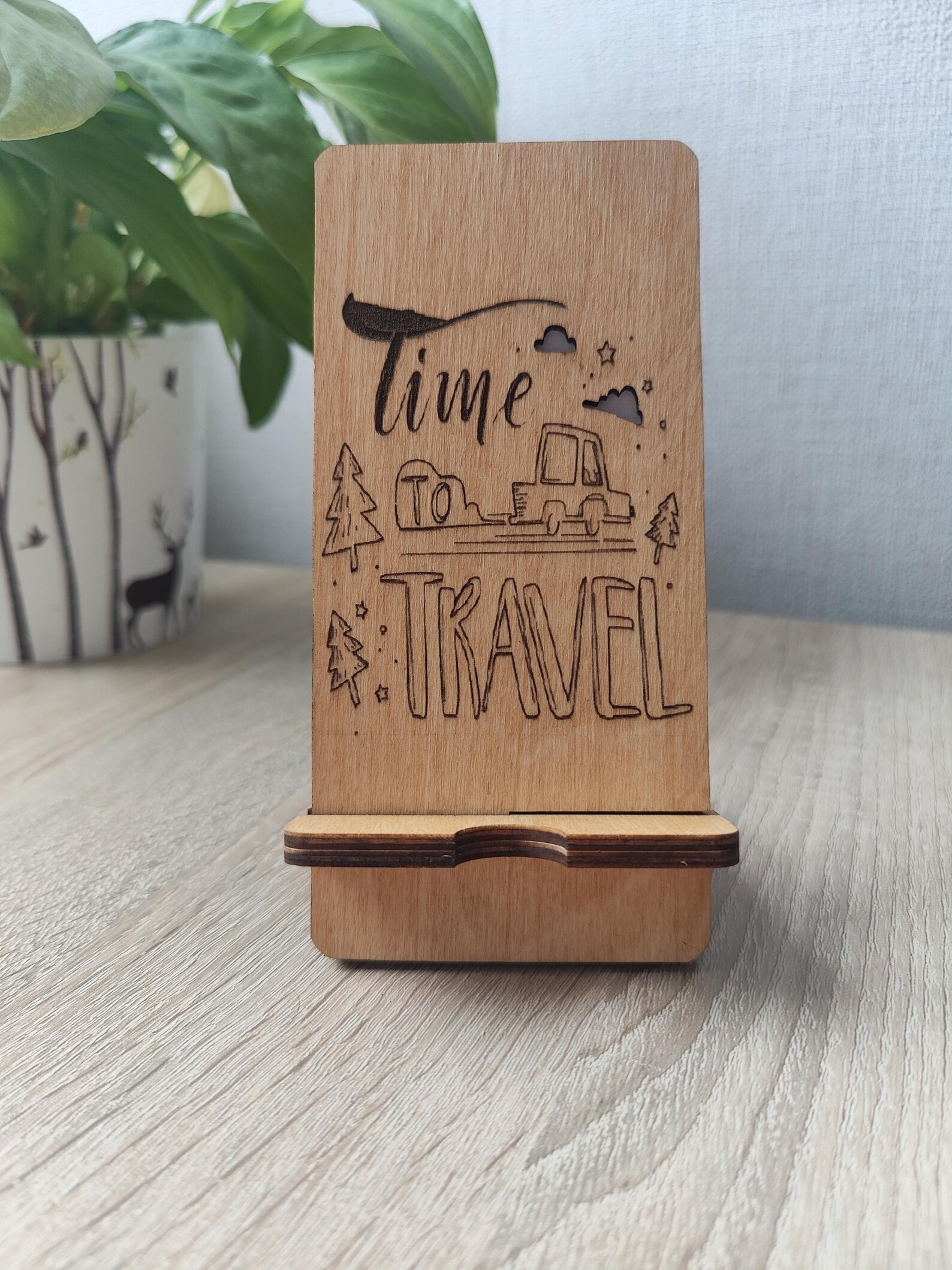 Phone Stand Laser Cut File SVG DXF – Wooden Cell Phone Holder Template ...