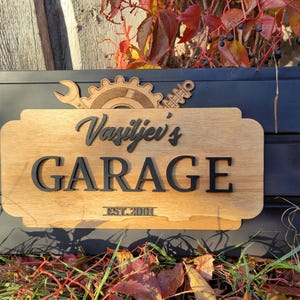 Custom Wooden Waterproof Garage Sign, Personalized Wood Sign for Garage ...