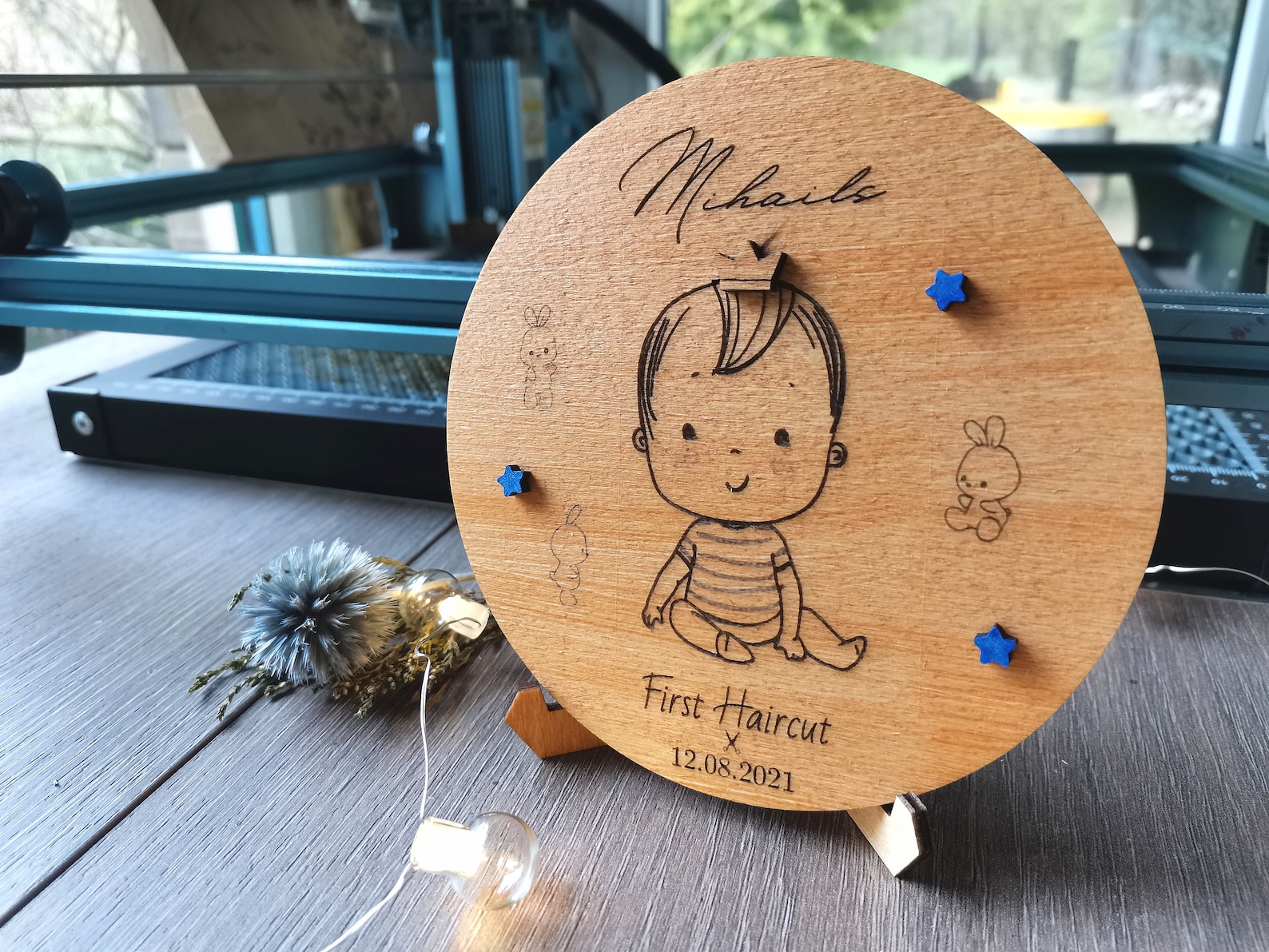 Baby's First Haircut Wooden Holder, My First Hair, Baby Boy Hair Holder ...