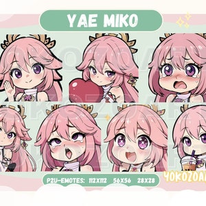 Genshin Impact - Yae Miko Emotes, Ready to Use Cute Chibi Emotes for ...