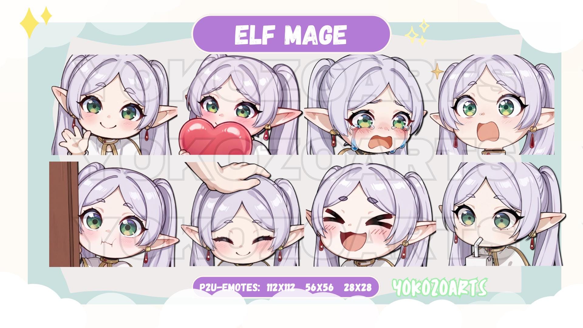 Elf Mage Anime Girl, Anime Emotes, Chibi Emotes for Twitch/discord ...