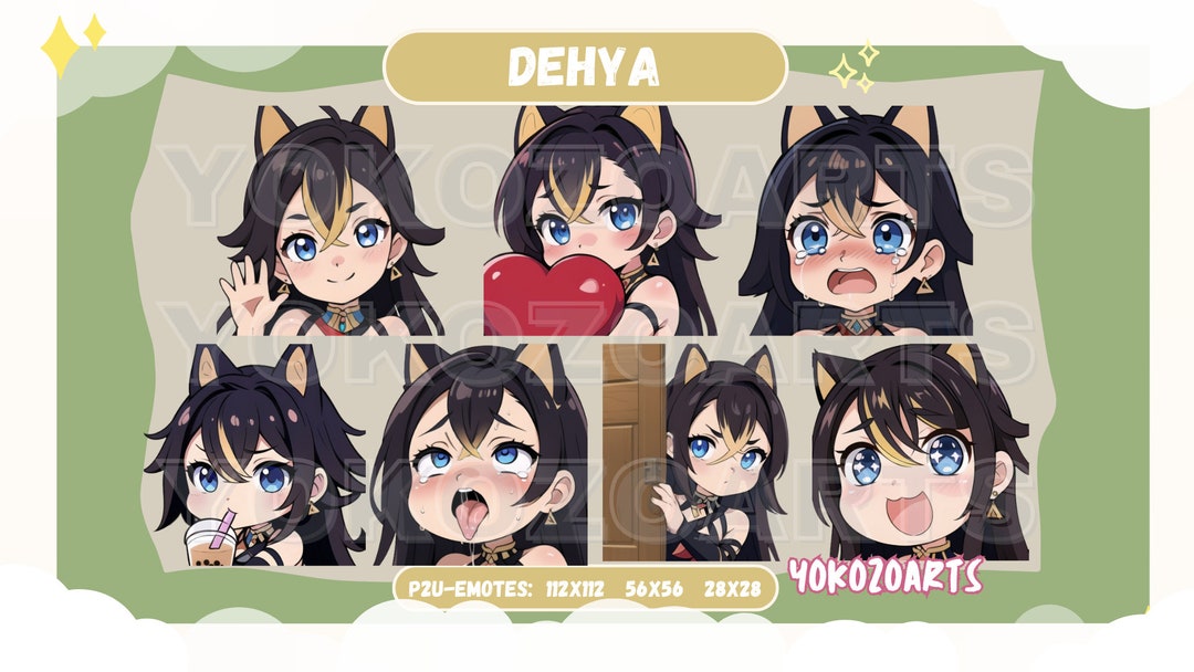 Genshin Impact Dehya Emotes, Ready to Use Cute Chibi Emotes for Discord ...