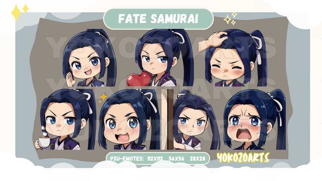Fate Samurai Anime Boy, Anime Emotes, Chibi Emotes for Twitch/discord ...