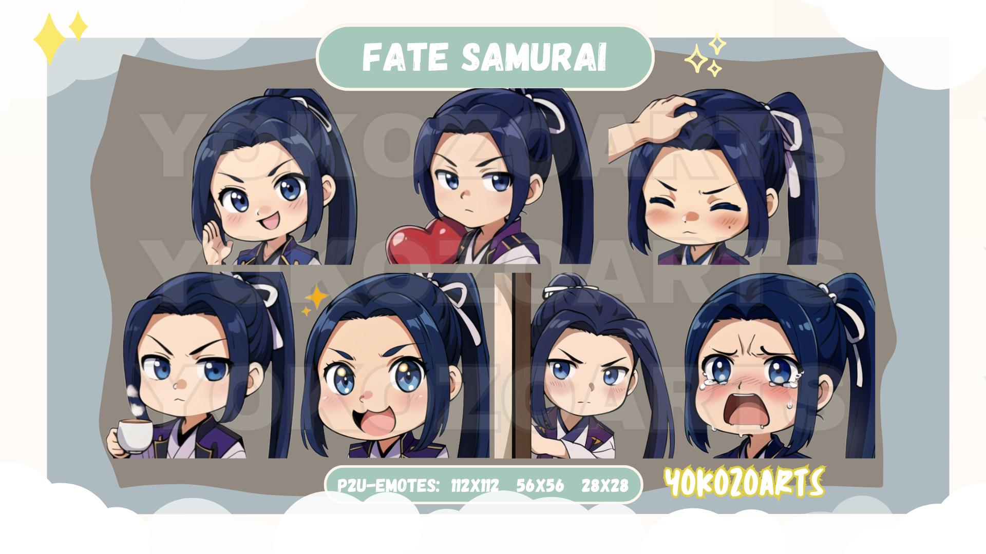 Fate Samurai Anime Boy, Anime Emotes, Chibi Emotes for Twitch/discord ...