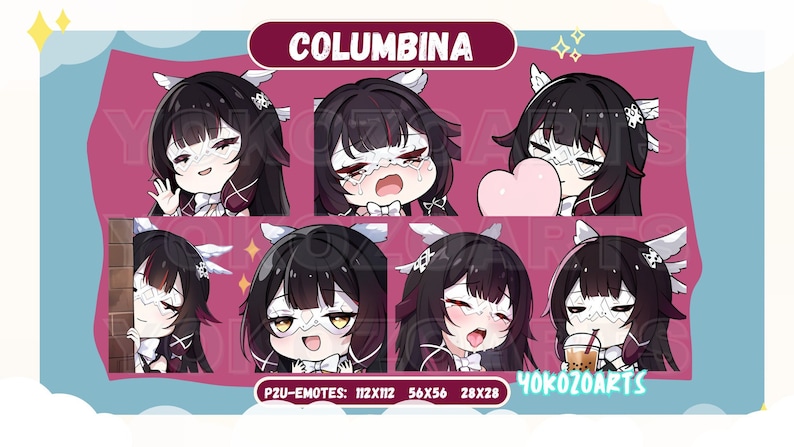 Genshin Impact - Columbina Emotes, Ready to Use Cute Chibi Emotes for ...