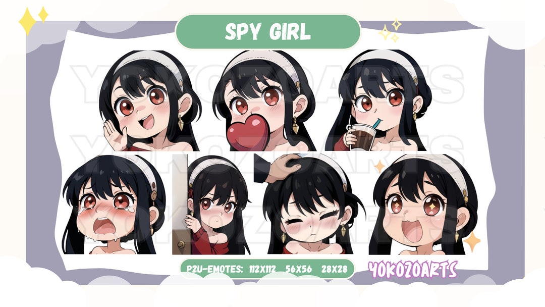 Spy/assassin Anime Girl, Anime Emotes, Chibi Emotes for Twitch/discord ...