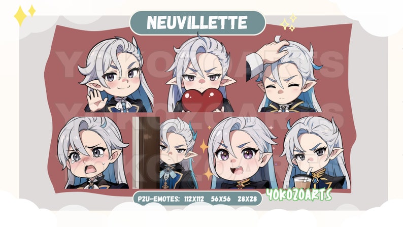 Genshin Impact - Neuvillette Emotes, Ready to Use Cute Chibi Emotes for ...