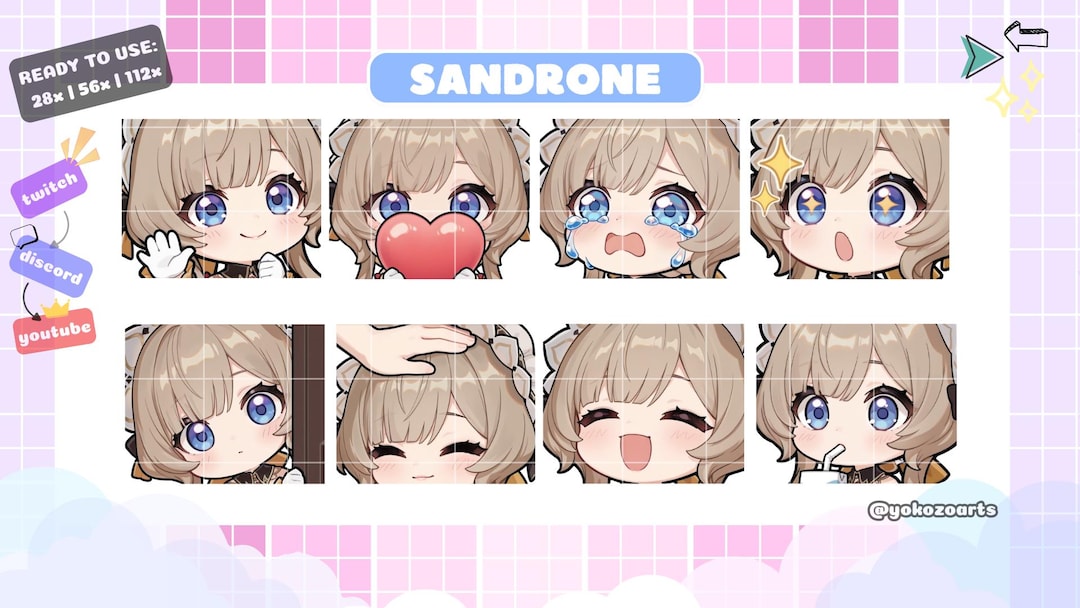 Genshin Impact - Sandrone Emotes, Ready to Use Cute Chibi Emotes for ...