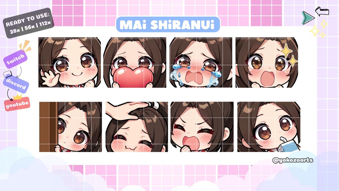 The King of Fighters - Mai Shiranui Emotes, Chibi Emotes for Twitch ...