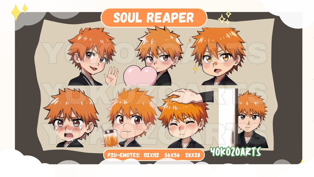 Kimono Orange Hair Anime Boy, Anime Emotes, Chibi Emotes for Twitch ...