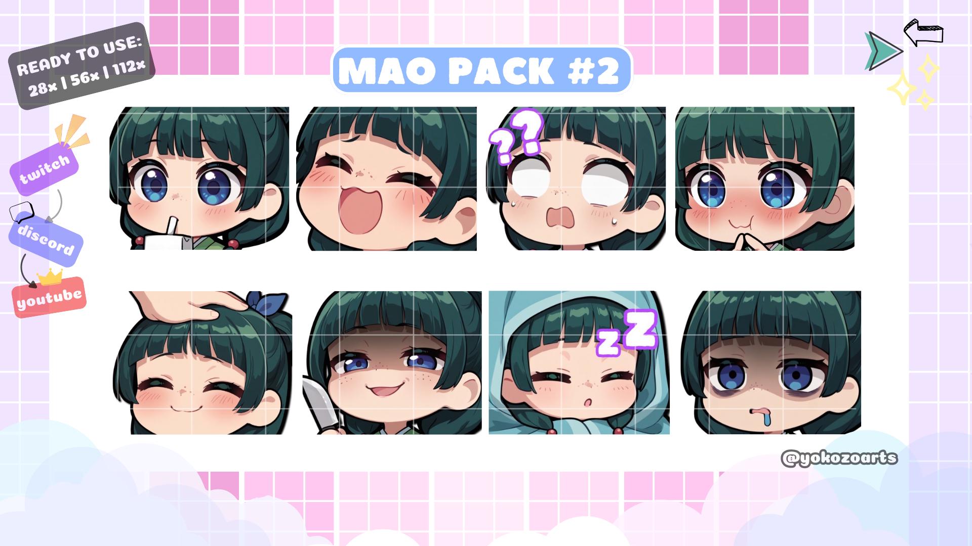 Mao Mao Pack #2 Emotes, Anime Emotes, Chibi Emotes for Twitch/discord ...