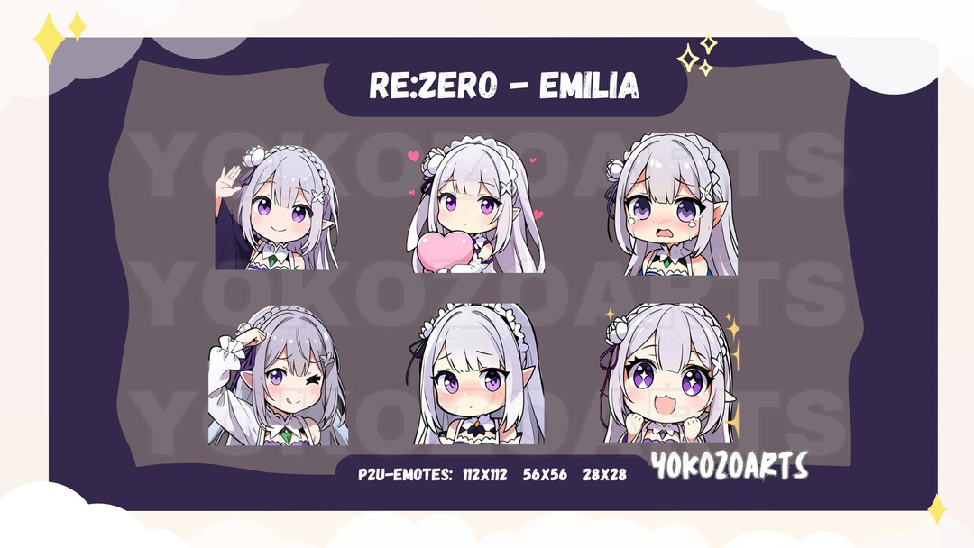 Re:zero - Emilia Emotes, Anime Emotes for Twitch, Discord, Etc. - Etsy