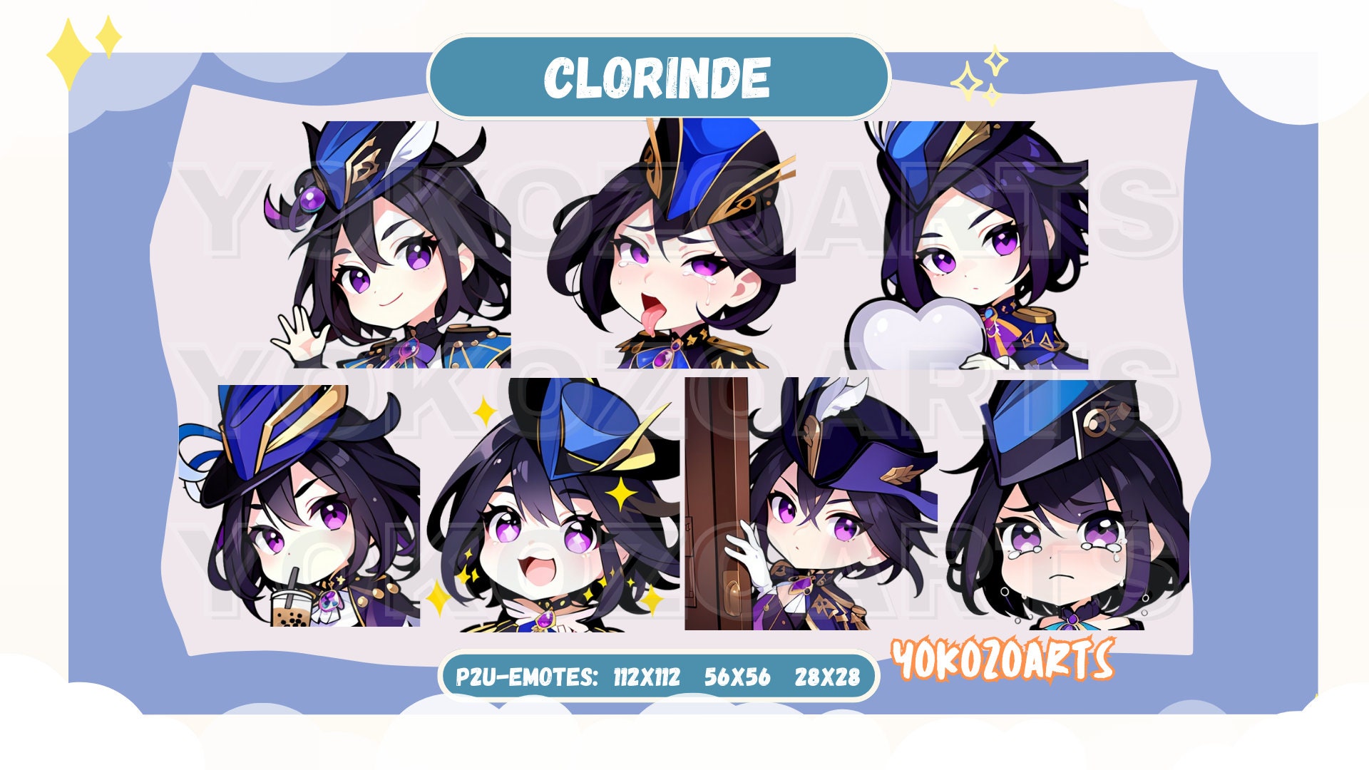 Genshin Impact - Clorinde Emotes, Ready to Use Cute Chibi Emotes for ...