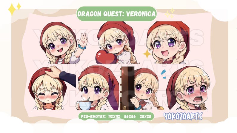 Dragon Quest Veronica Chibi Emotes for Twitch/discord/youtube - Etsy