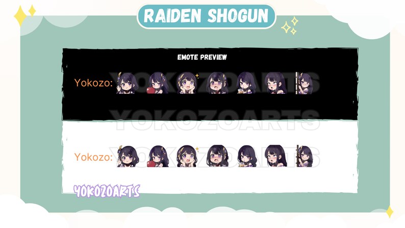 Genshin Impact - Raiden Shogun Emotes, Ready to Use Cute Chibi Emotes ...