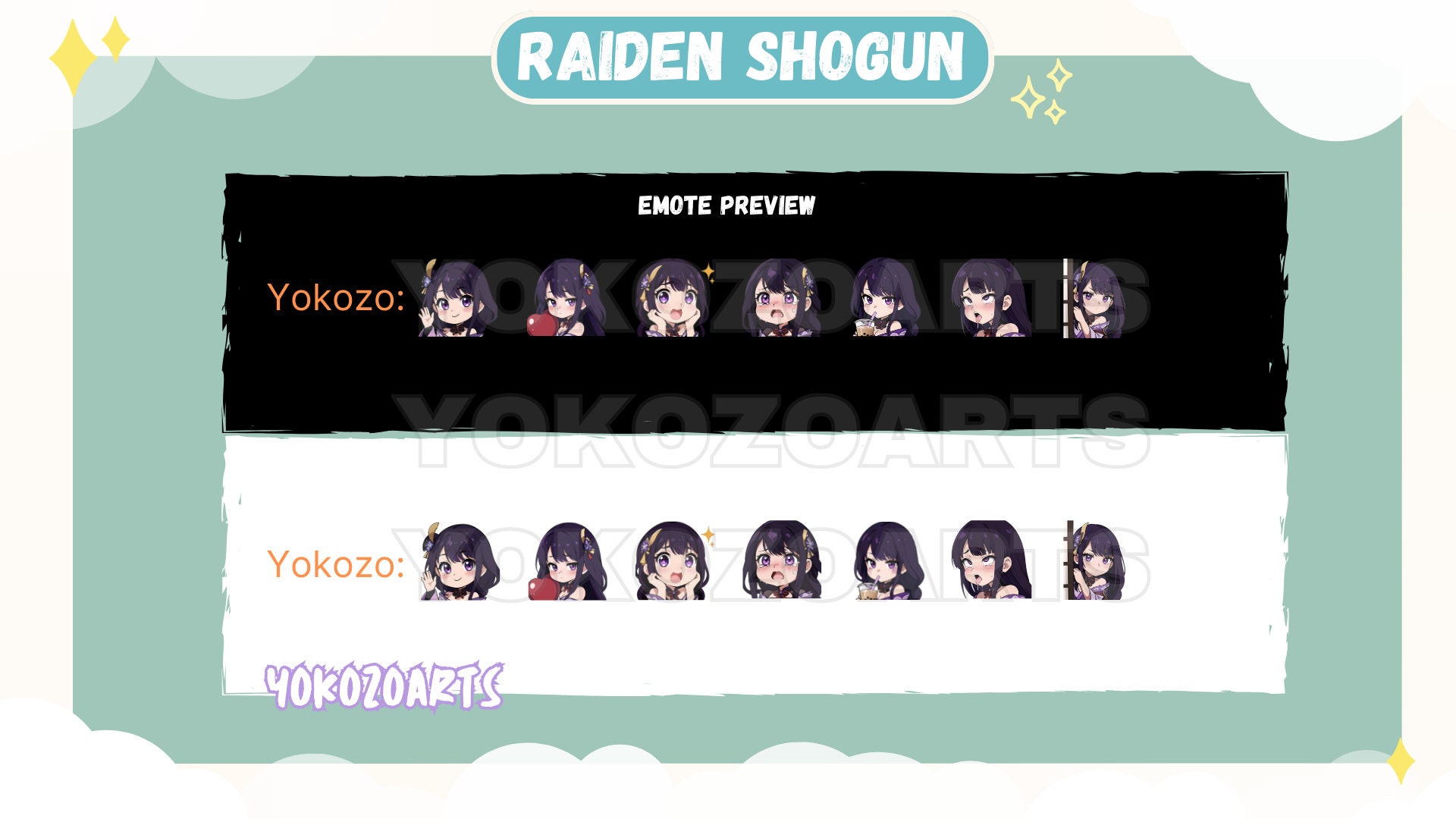 Genshin Impact - Raiden Shogun Emotes, Ready to Use Cute Chibi Emotes ...