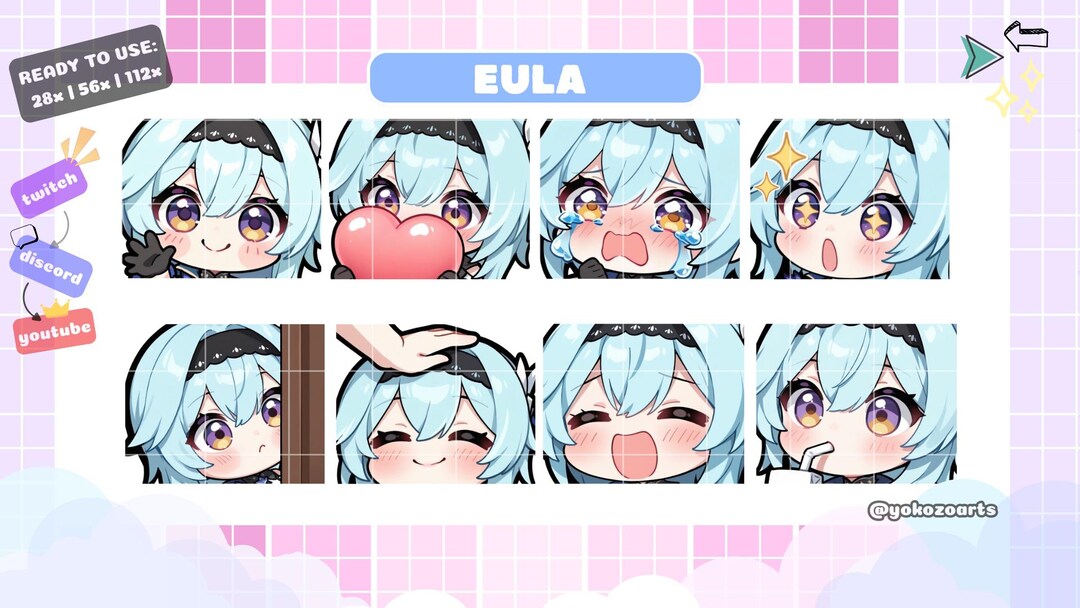 Genshin Impact - Eula Lawrence Emotes, Ready to Use Cute Chibi Emotes ...