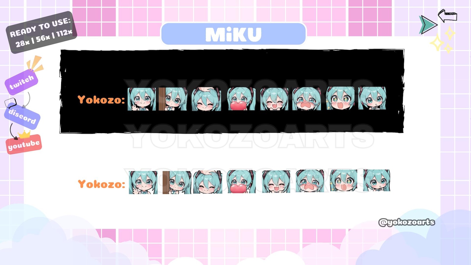 Vocaloid - Hatsune Miku Emotes, Chibi Emotes for Youtube/twitch/discord ...