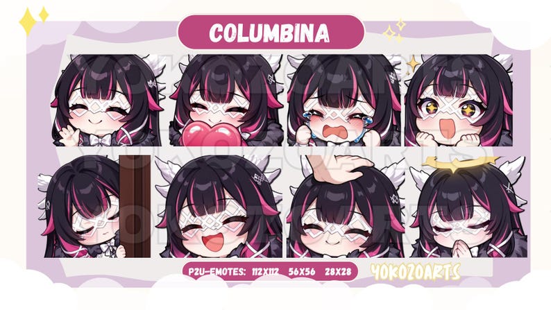 Genshin Impact - Columbina Emotes, Ready to Use Cute Chibi Emotes for ...