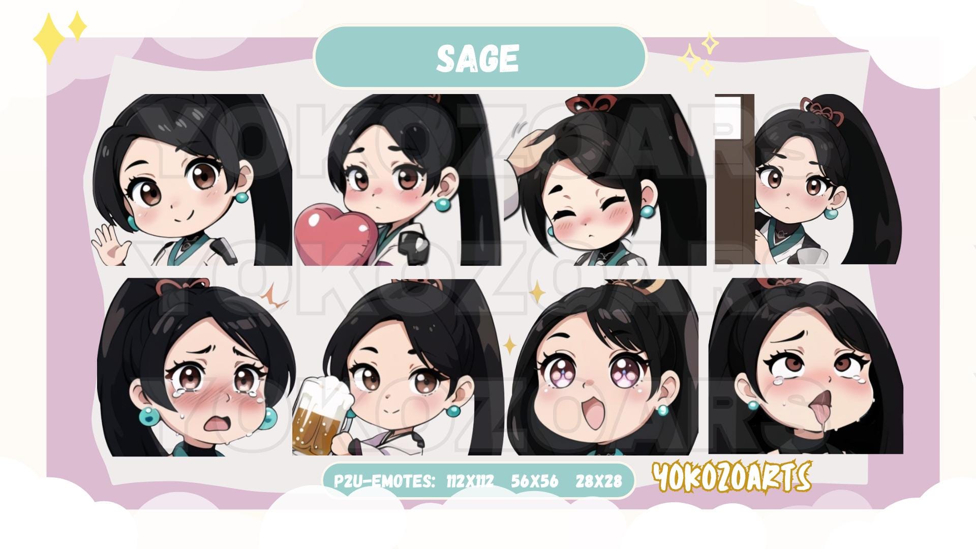 Valorant - Sage Chibi Emotes, P2U Emotes for Twitch/discord/youtube - Etsy