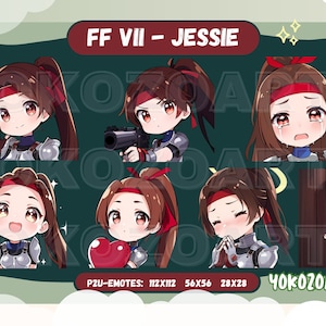 Final Fantasy 7 - Jessie Rasberry Emotes, Anime Emotes, Discord/twitch ...