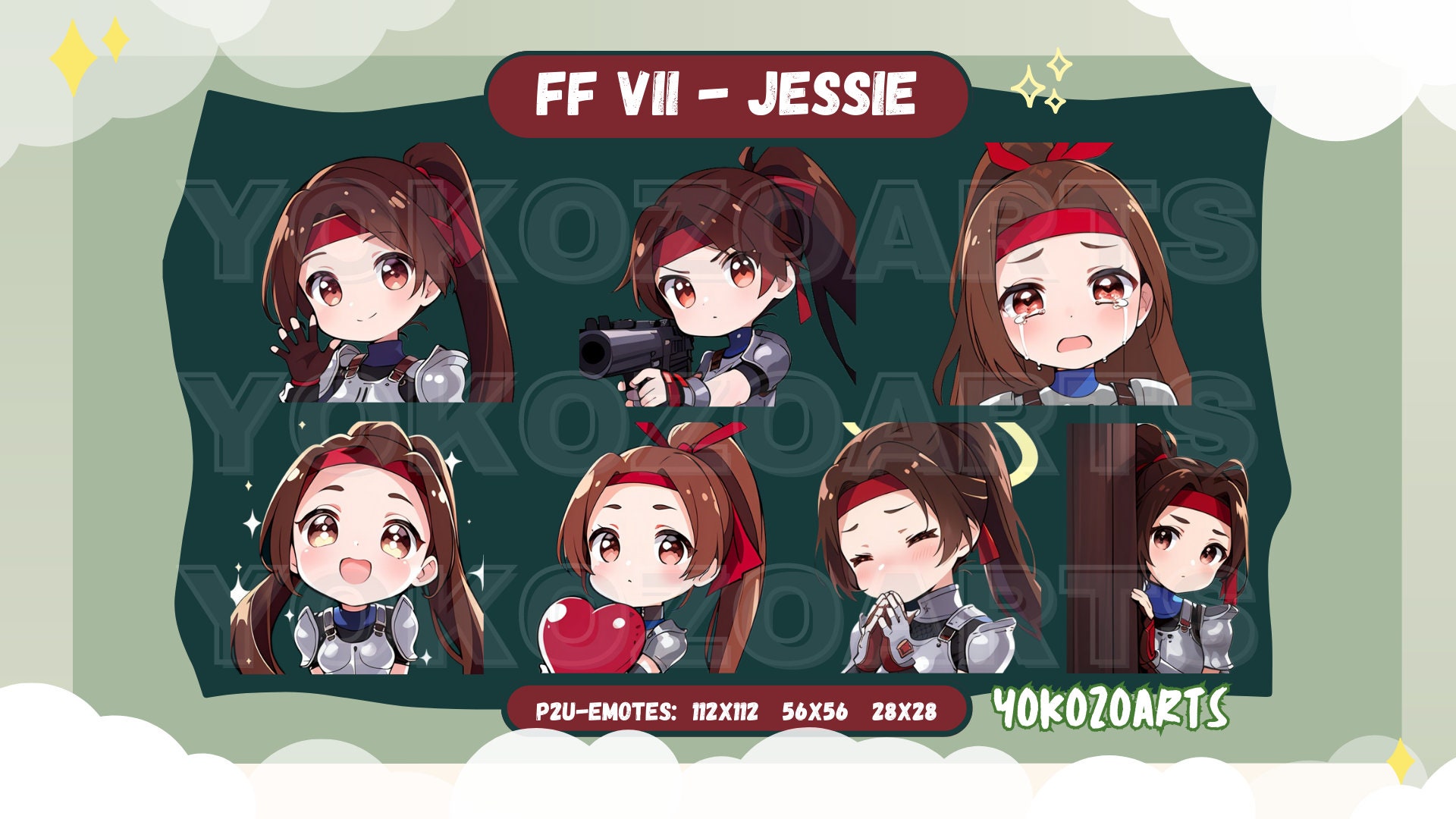 Final Fantasy 7 - Jessie Rasberry Emotes, Anime Emotes, Discord/twitch ...