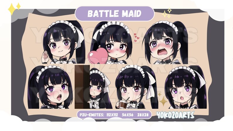 Battle Maid Anime Girl, Anime Emotes, Chibi Emotes for Twitch/discord ...