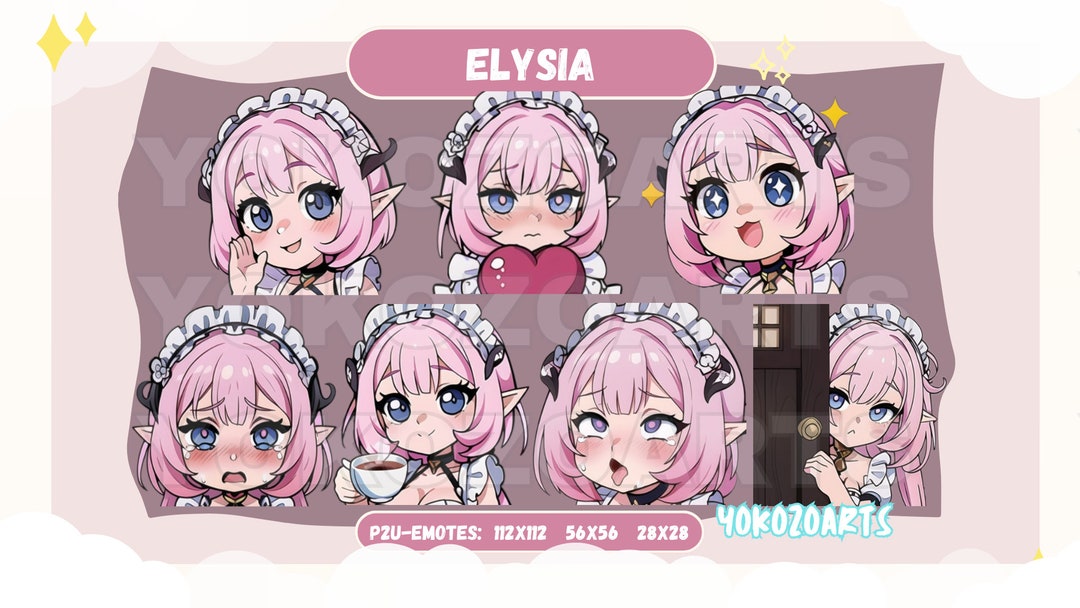 Honkai Impact 3rd - Elysia Maid Emotes, Ready to Use Cute Chibi Emotes ...