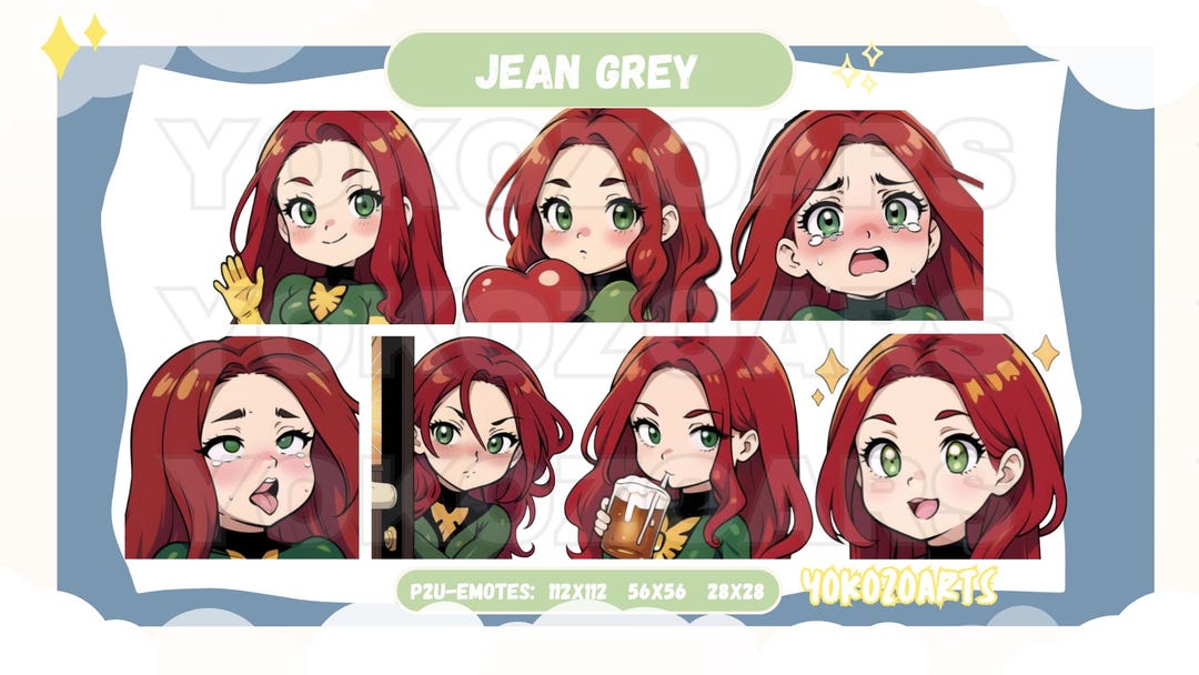 Marvel Jean Gray Emotes, Chibi Emotes for Youtube/twitch/discord - Etsy ...