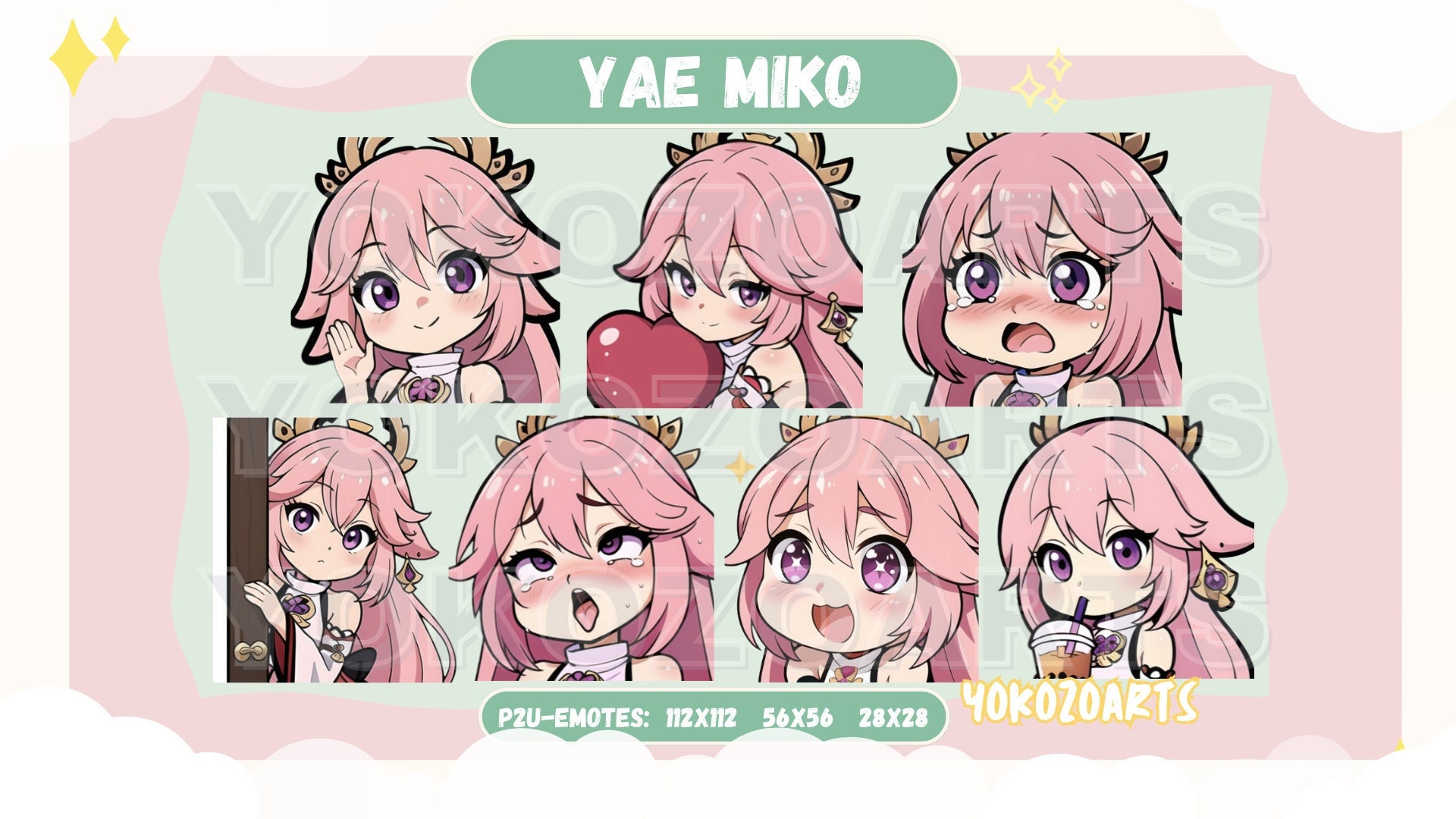 Genshin Impact - Yae Miko Emotes, Ready to Use Cute Chibi Emotes for ...