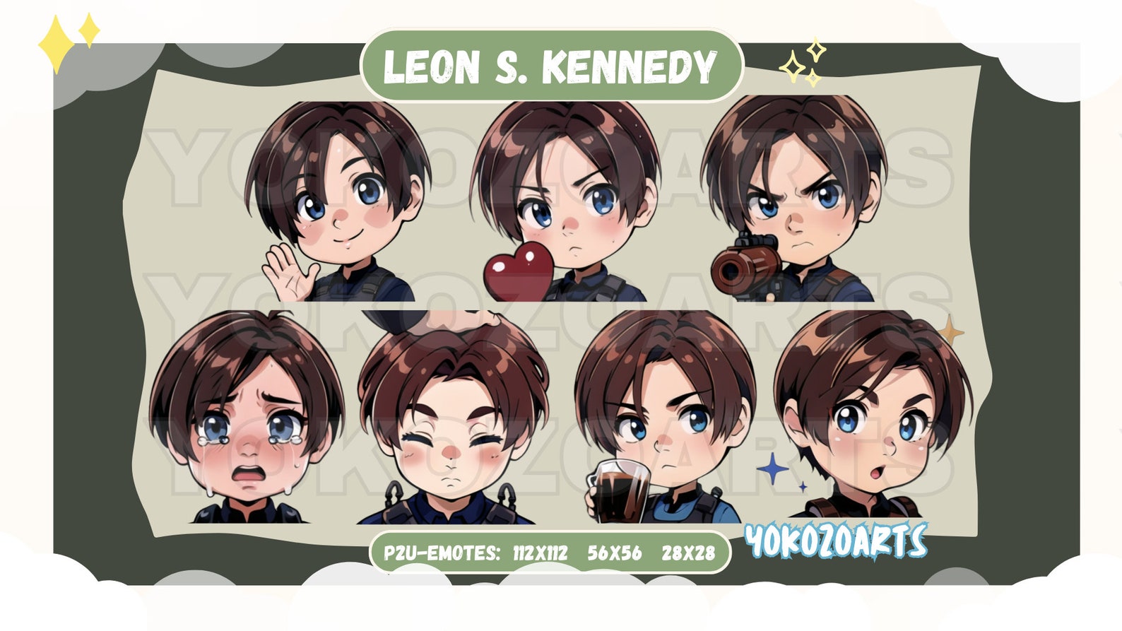 Resident Evil - Leon S. Kennedy Emotes, Anime Emotes, Discord/twitch ...