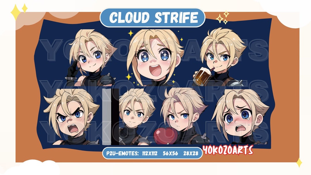 Final Fantasy 7 - Cloud Strife Emotes, Anime Emotes, Discord/twitch ...