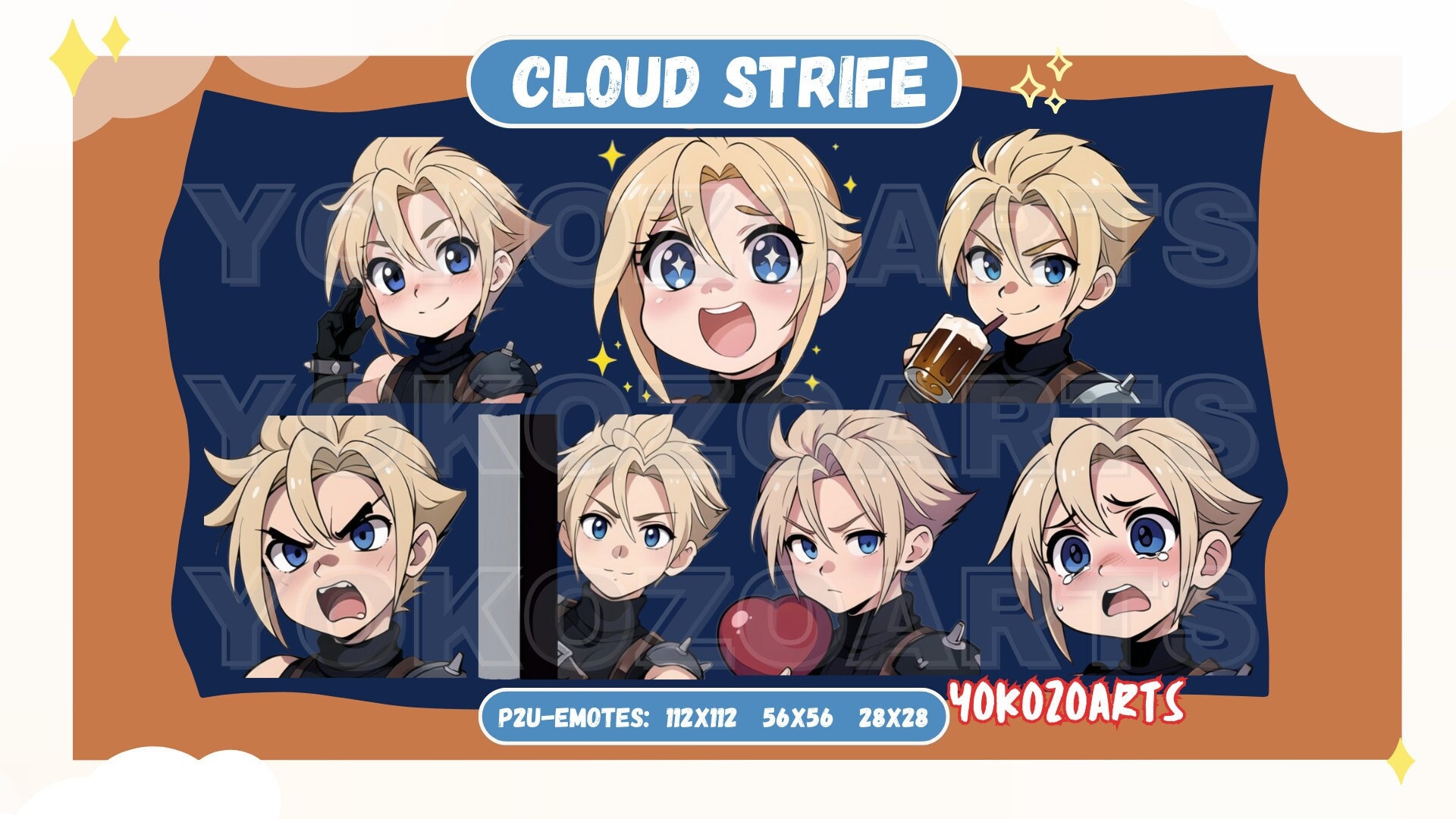 Final Fantasy 7 - Cloud Strife Emotes, Anime Emotes, Discord/twitch ...