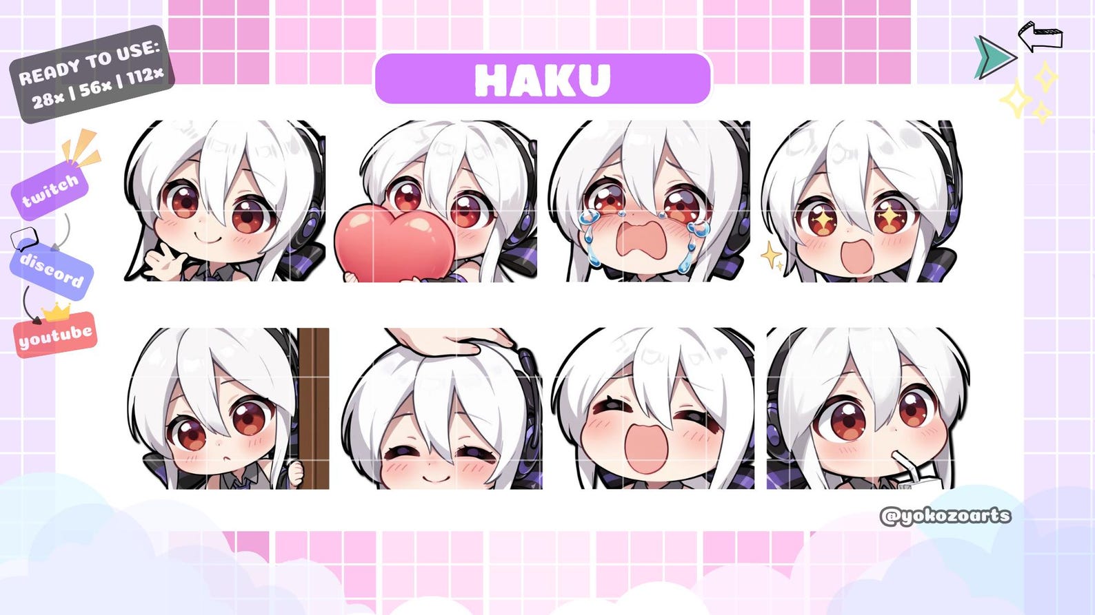 Vocaloid - Yowane Haku Emotes, Chibi Emotes for Youtube/twitch/discord ...
