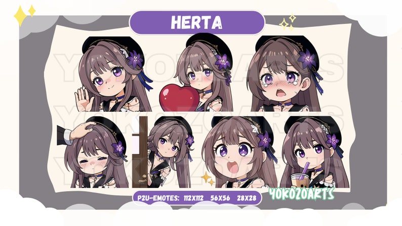Honkai Star Rail - Herta Emotes, Ready to Use Cute Chibi Emotes for ...