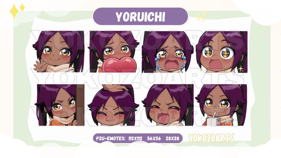 Fighter Anime Girl Yoruichi, Anime Emotes, Chibi Emotes for Twitch ...