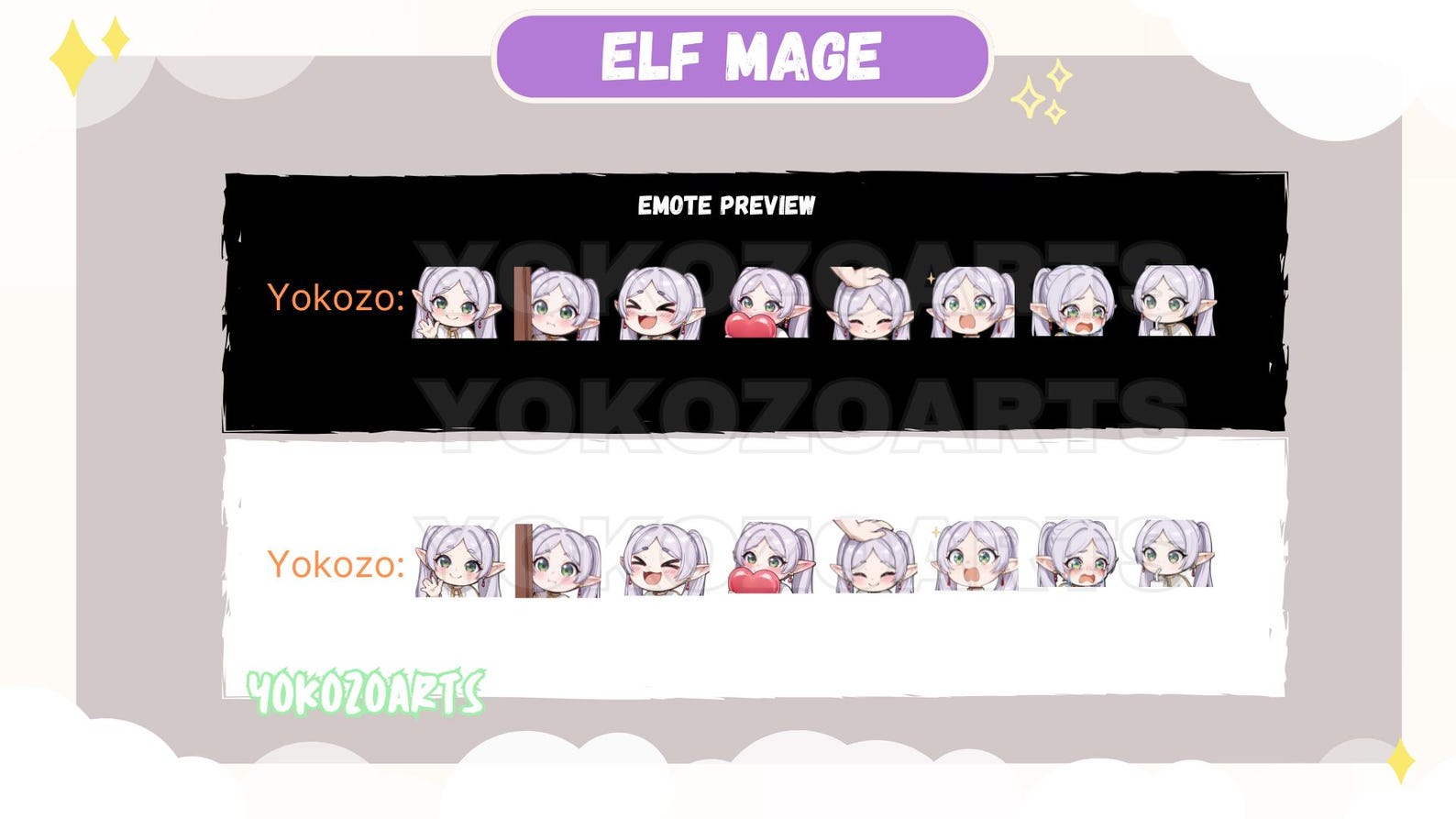 Elf Mage Anime Girl, Anime Emotes, Chibi Emotes for Twitch/discord ...