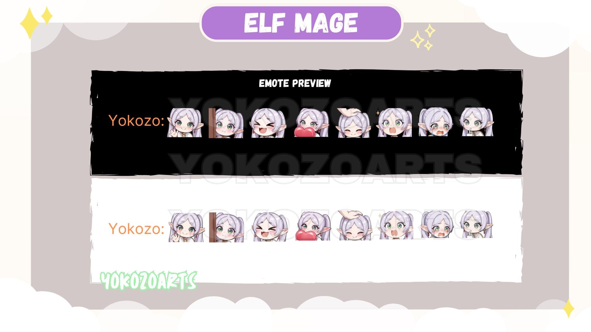 Elf Mage Anime Girl, Anime Emotes, Chibi Emotes for Twitch/discord ...