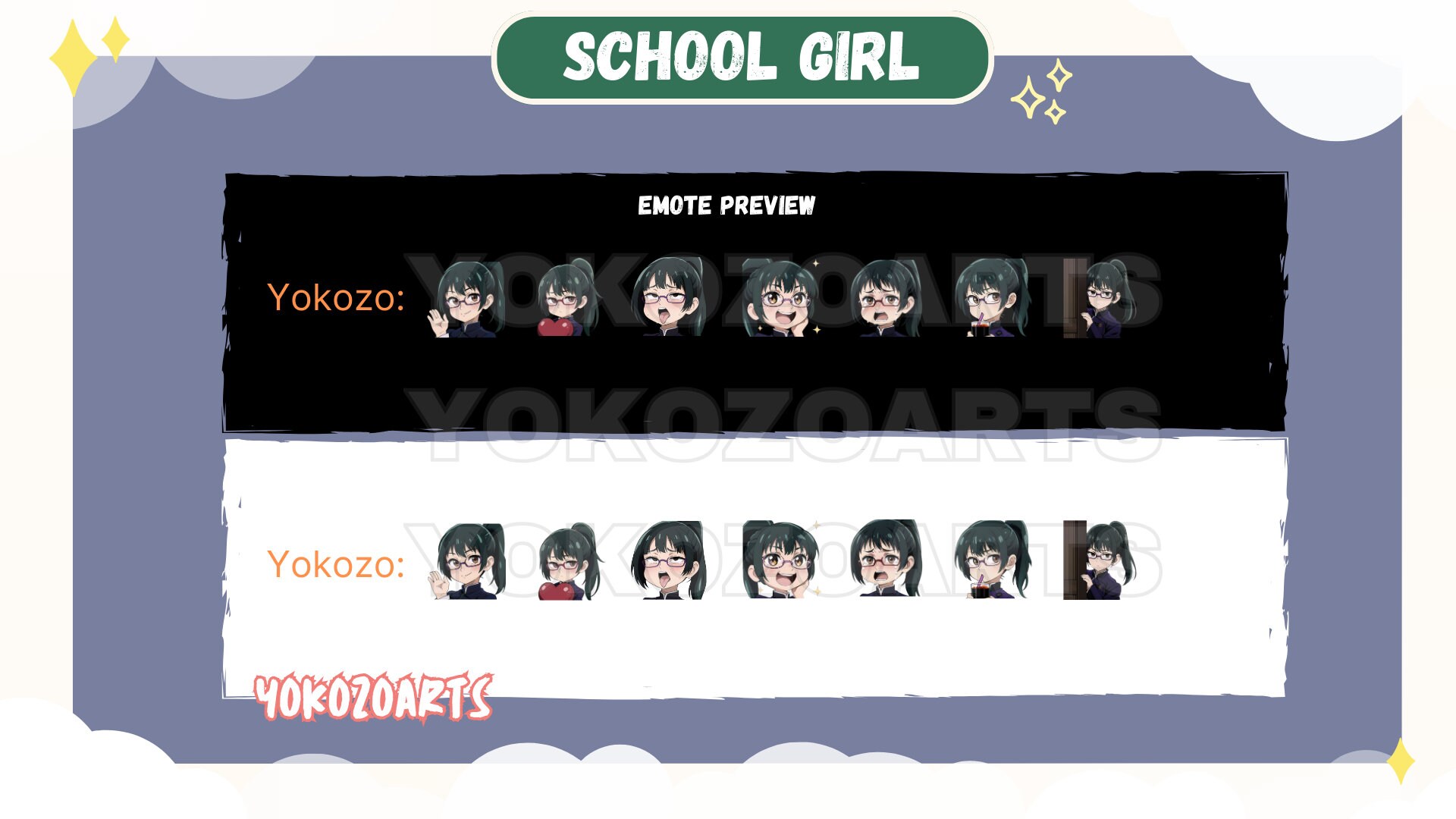 School Anime Weapon Girl, Anime Emotes, Chibi Emotes for Twitch/discord ...