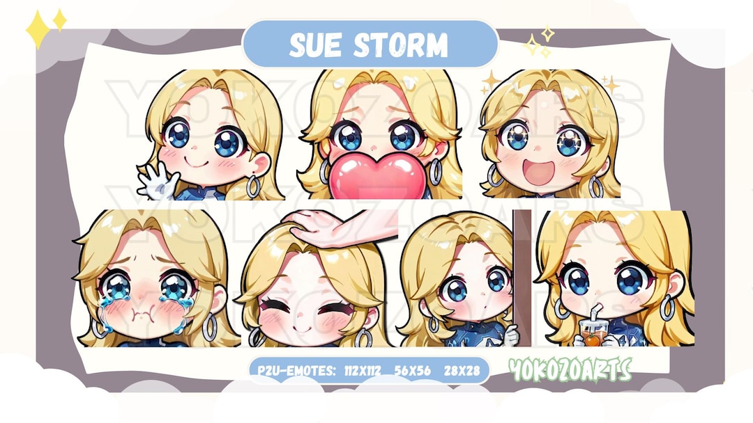 Marvel Rivals - Sue Storm Emotes, Chibi Emotes for Youtube/twitch ...
