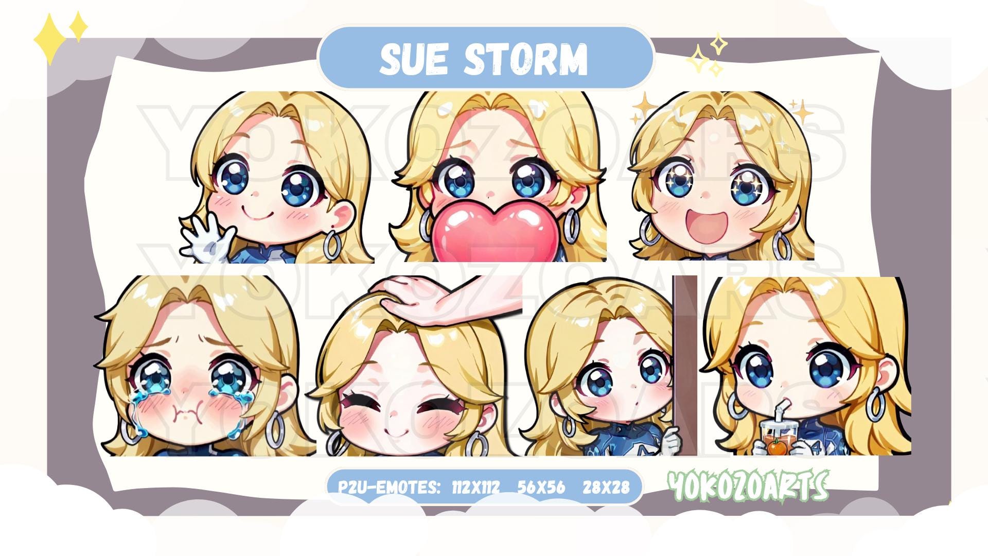 Marvel Rivals - Sue Storm Emotes, Chibi Emotes for Youtube/twitch ...