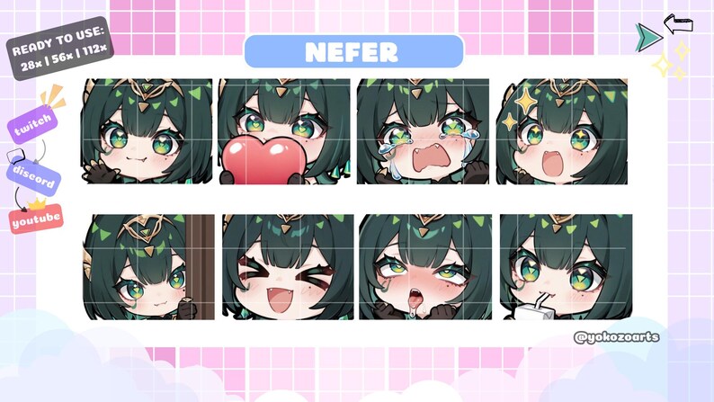 Genshin Impact - Nefer Emotes, Ready to Use Cute Chibi Emotes for ...