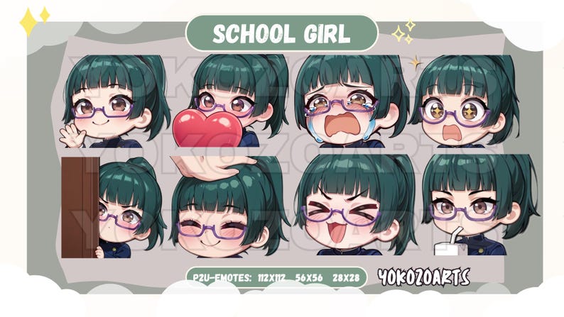 School Anime Weapon Girl, Anime Emotes, Chibi Emotes for Twitch/discord ...