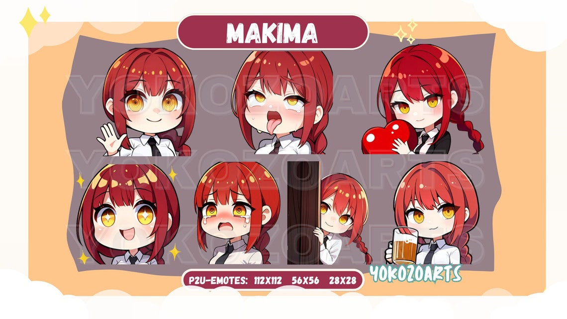CSM - Makima Emotes, Anime Chibi Emotes, Twitch/discord/youtube Emotes ...