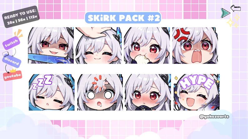 Genshin Impact - Skirk Pack #2 Emotes, Ready to Use Cute Chibi Emotes ...